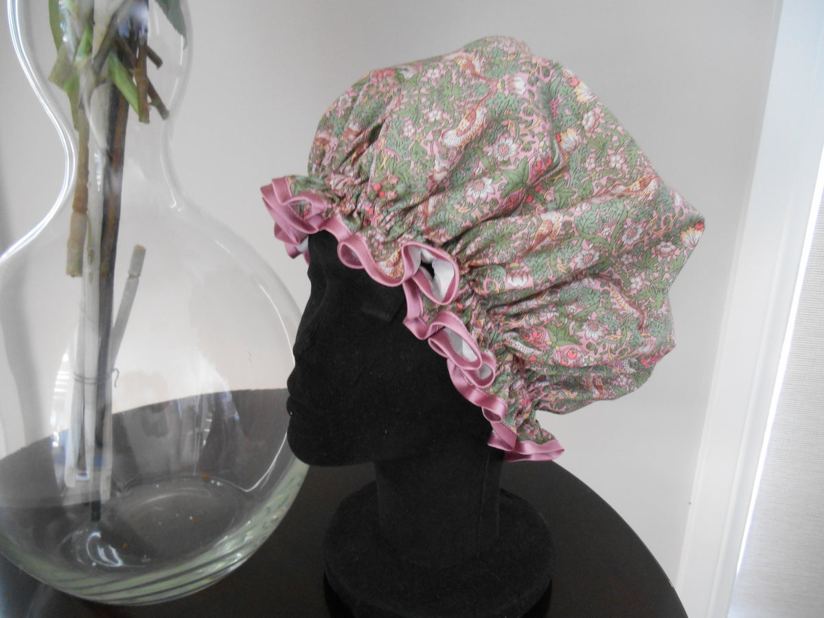Liberty Fabric Shower Cap - Strawberry Thief – Connie Classics